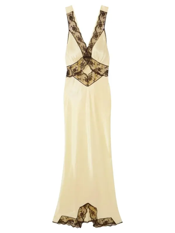 SIR. Willa Lace-trimmed Cutout Silk Maxi Dress - Light Yellow