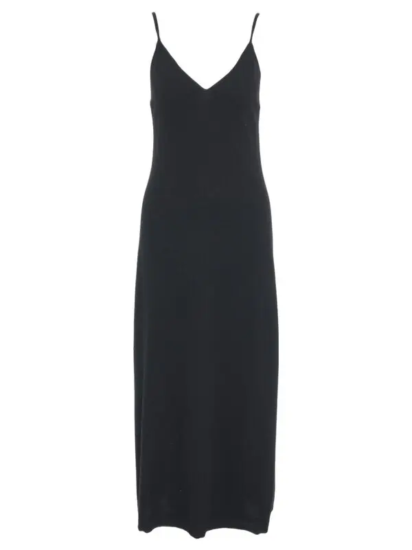 LISA YANG Spaghetti Strap V-neck Midi Dress - Black