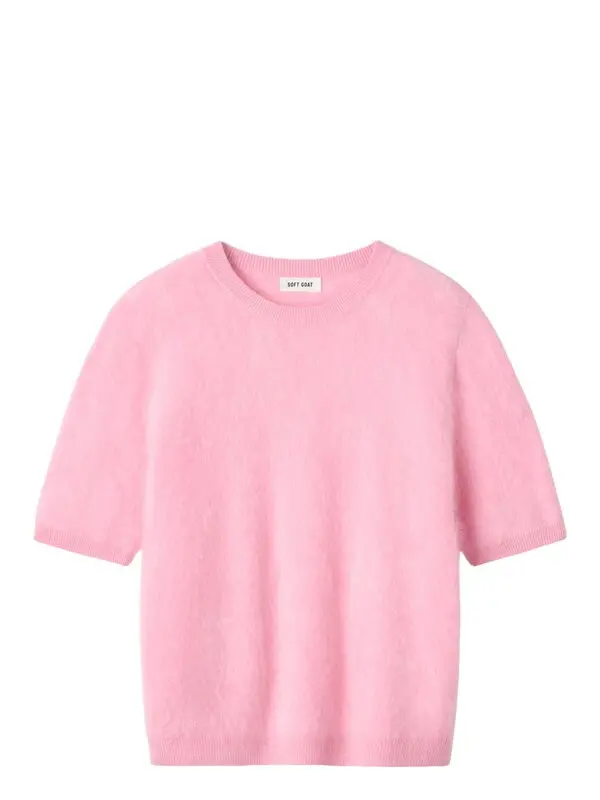 Soft Goat Short Sleeve Knit Top - Pink