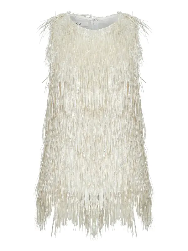 Co Fringe Sleeveless Top - White