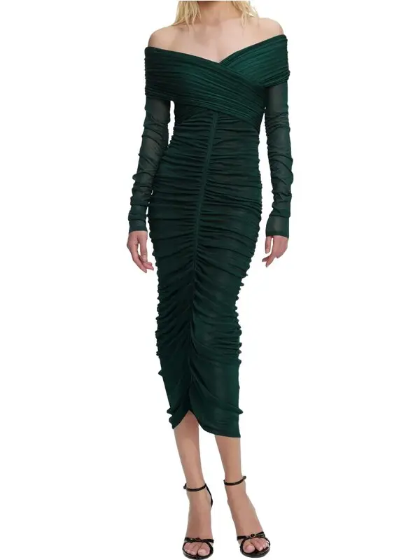SELF-PORTRAIT Knit Midi Dress - Green