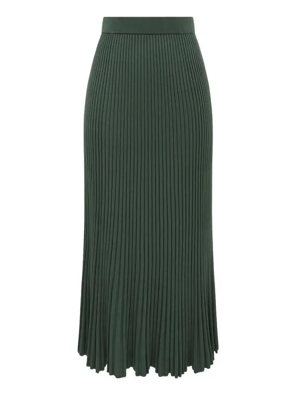 Zimmermann Pleated Ribbed Midi Skirt - Green