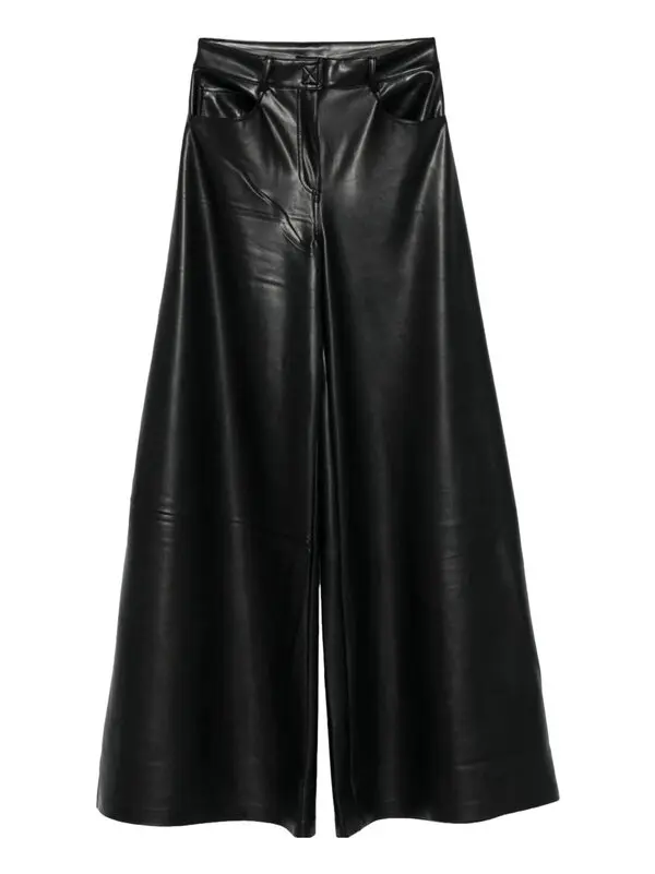 Norma Kamali High Waist Synth Palazzo Pants - Black