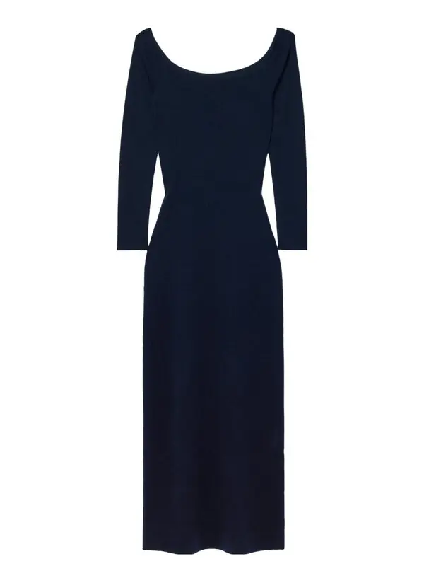 Gabriela Hearst Off-shoulder Long Sleeve Layered Maxi Dress - Navy Blue