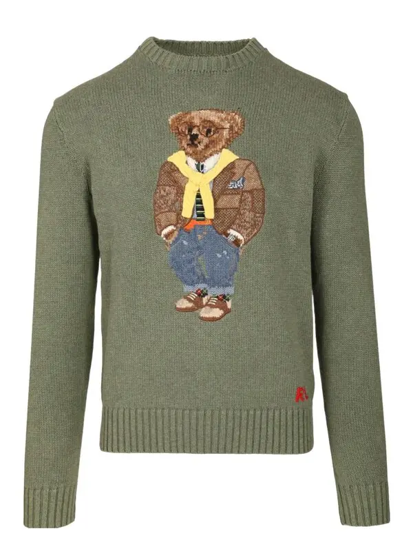 Polo Ralph Lauren Crewneck Knitted Sweater With Embroidered Patches - Brown