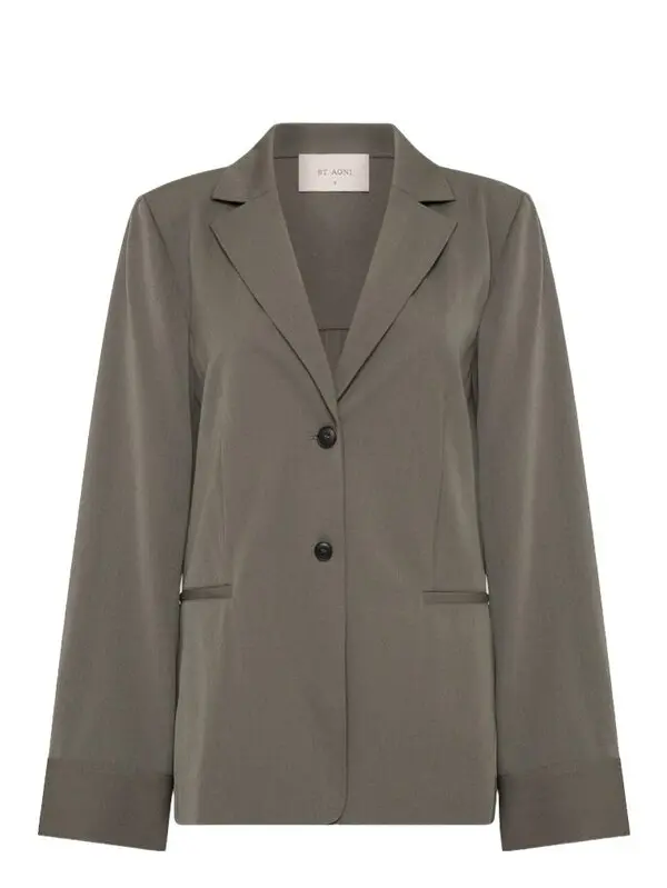 ST. AGNI Paneled Wool-blend Twill Blazer - Smoked Olive Green
