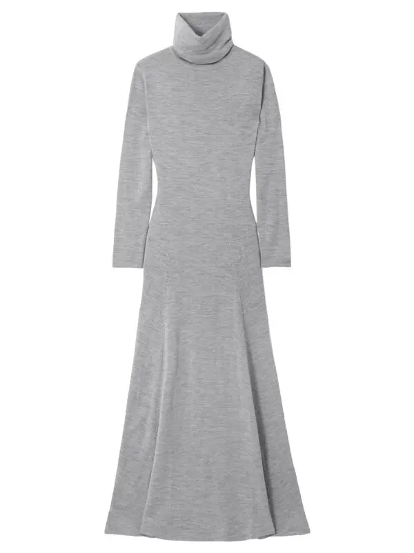 Tove Suzette Wool And Silk-blend Turtleneck Midi Dress - Grey