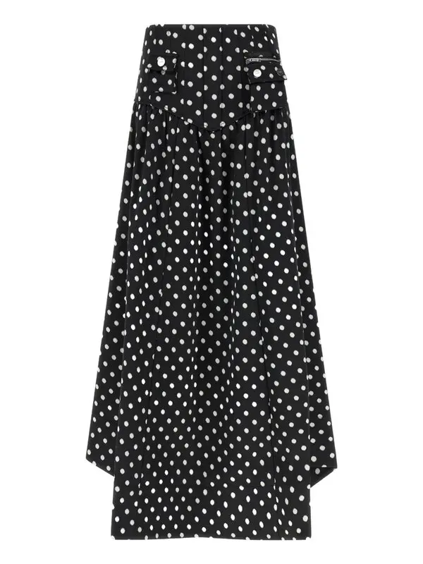 GANNI Polka-dot Satin Corset Skirt - Black