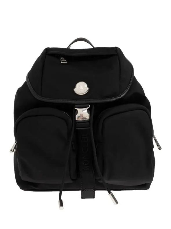 Moncler Logo Patch Buckle Detailed Backpack - Black