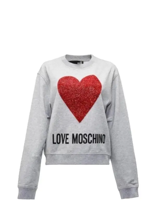 Moschino Love Heart Graphic Print Crewneck Sweatshirt - Gray