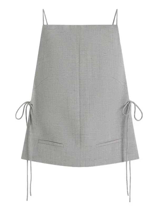 ST. AGNI Side-tie Top With Decorative Pockets - Gray