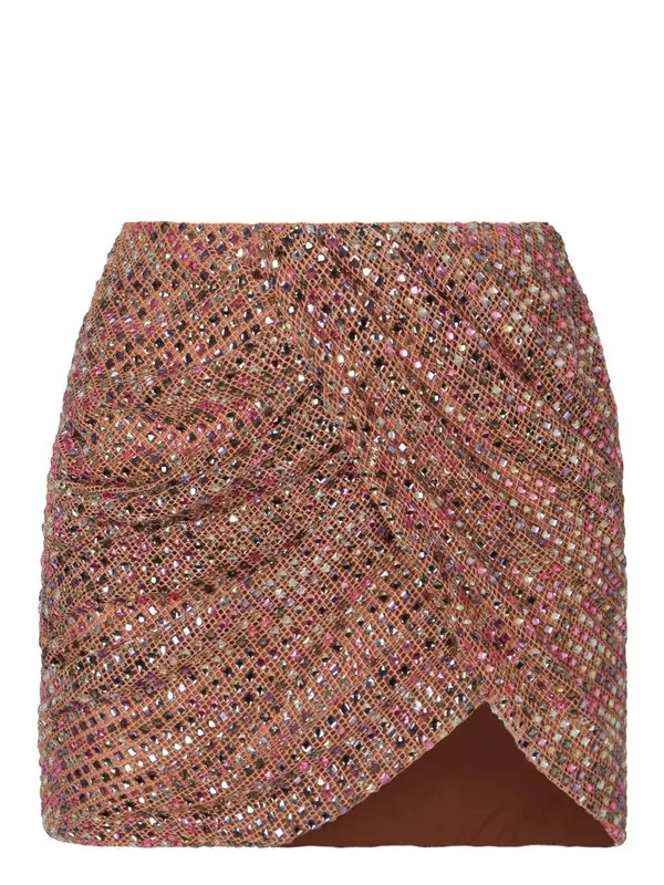 SELF-PORTRAIT Embellished Draped Mini Skirt - Multi