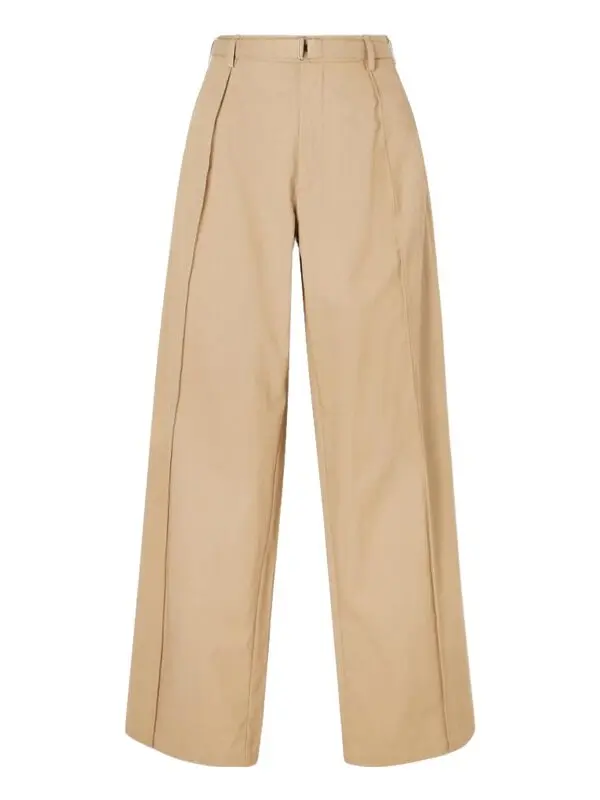 Co Name' Belted Wide-leg Pleated Trousers - Nude