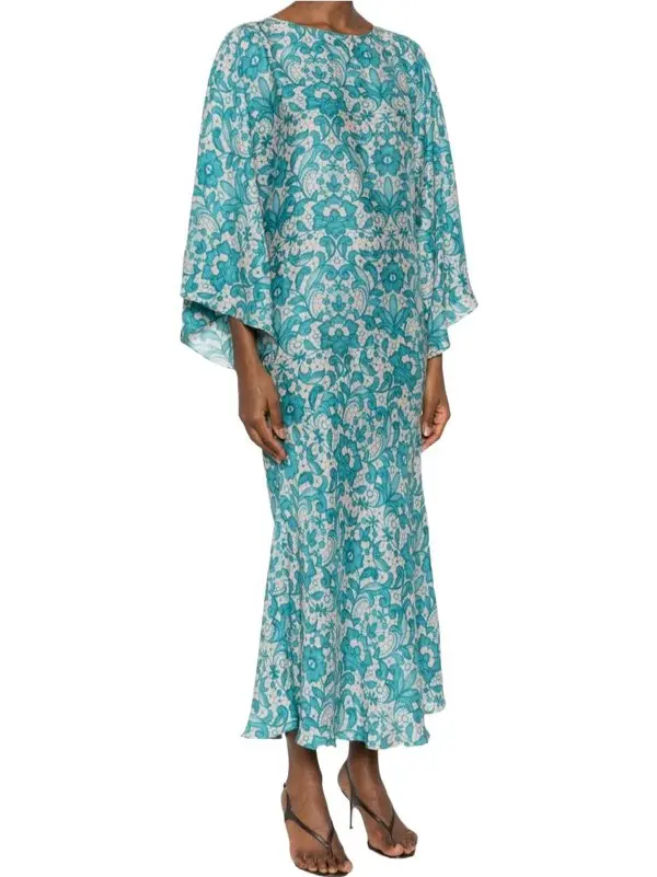 GIANLUCA CAPANNOLO Printed Pattern Long Sleeve Dress - Blue
