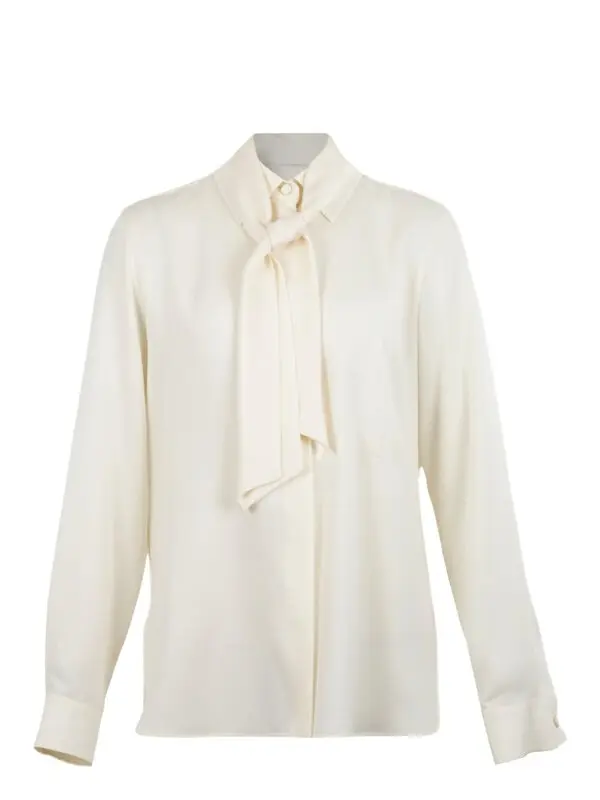 Max Mara Long-sleeved Shirt With Neck Scarf Detail - White