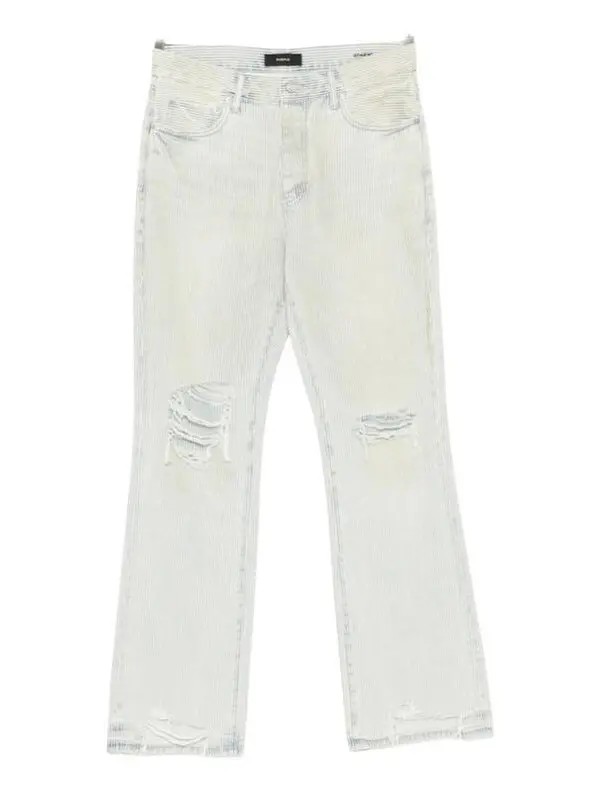 PURPLE BRAND Pinstriped Ripped Jeans - White