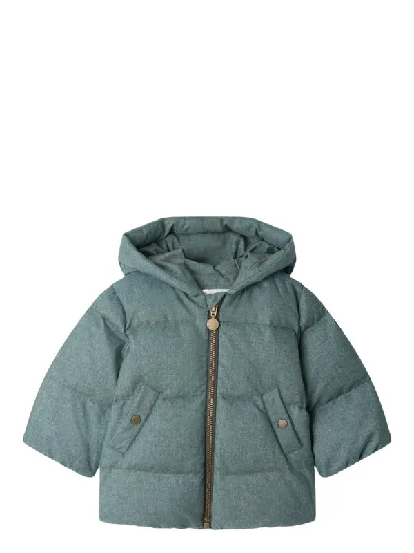 Bonpoint Bozen Zipped Hooded Quilted Coat - Green