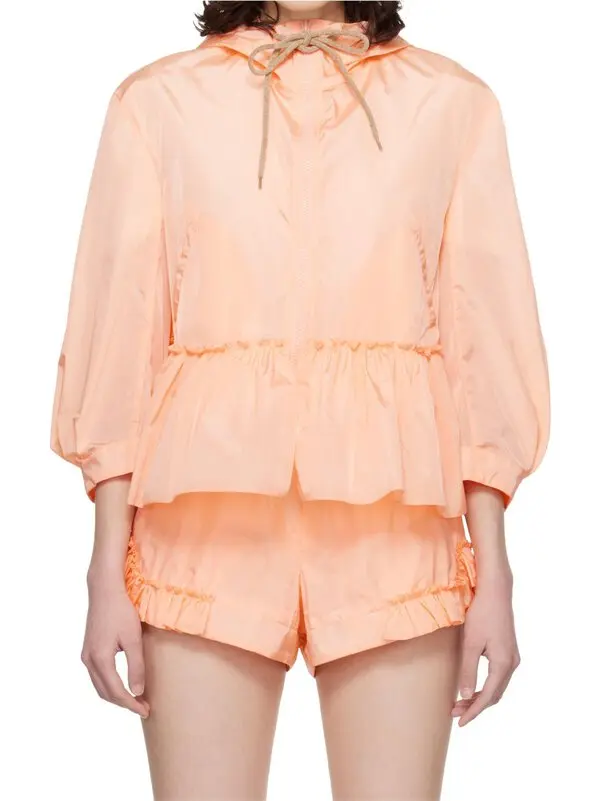 Simone Rocha Ruffled Hooded Jacket - Orange/taupe
