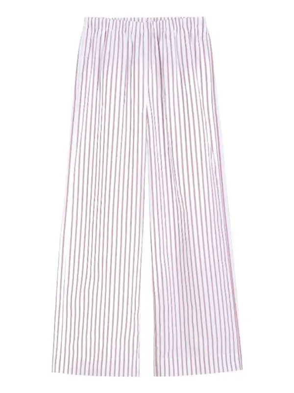 BY MALENE BIRGER Striped Wide Leg Trousers - Cabernet Sauvignon Stripe