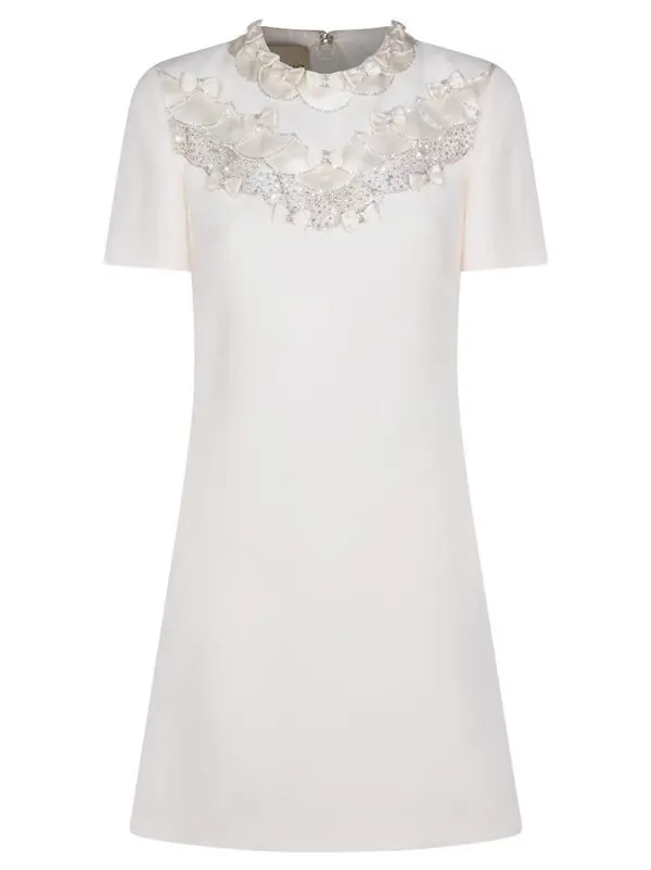 Valentino Garavani Embellished Crewneck Dress - Ivory