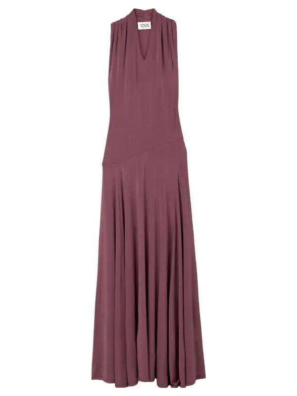 Tove Vina Gathered Stretch-jersey Maxi Dress - Grayish-purple