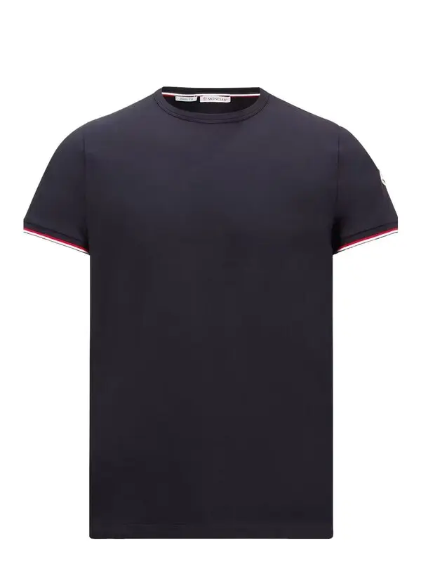 Moncler Striped Trim Crewneck T-shirt - Midnight Blue
