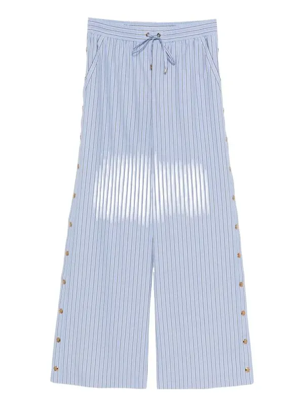 Zimmermann Wide-leg Striped Button Detailed Trousers - Blue