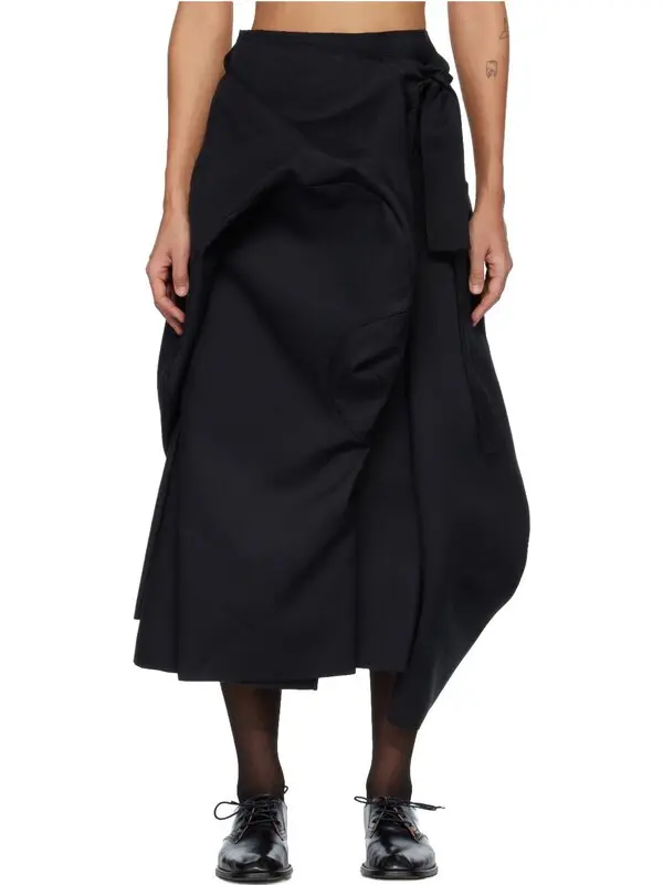 Comme Des Garçons Double-sided Twill Midi Skirt - Black