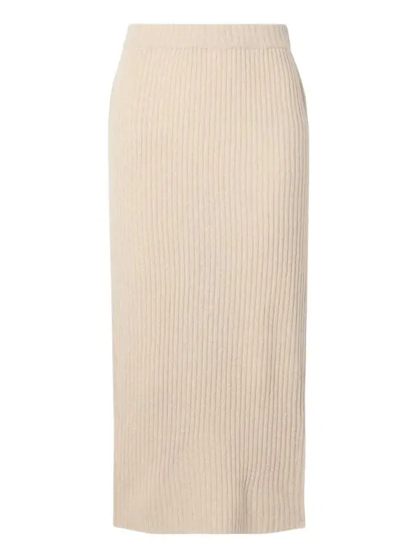 Co Name Ribbed Wool-blend Midi Skirt - Ivory