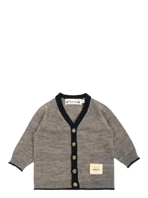 Bonpoint Buttoned V-neck Cardigan - Gray
