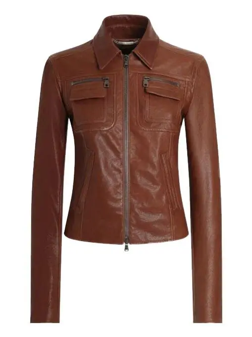 Dolce & Gabbana Zip-up Leather Jacket - Brown