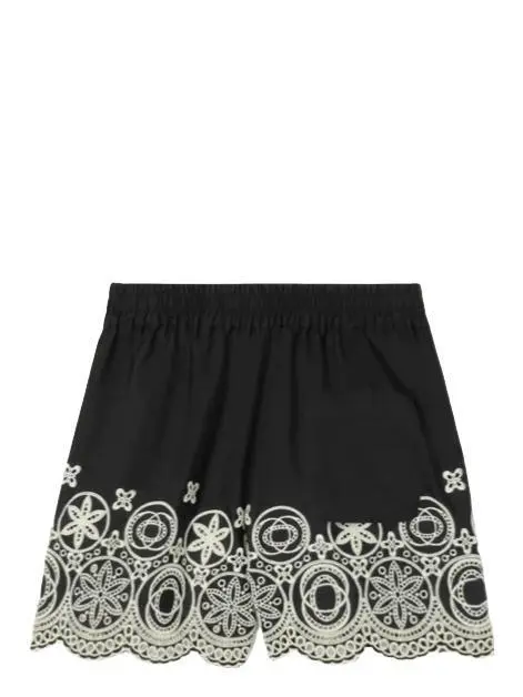 La DoubleJ Embroidered Pull-on Shorts - Black
