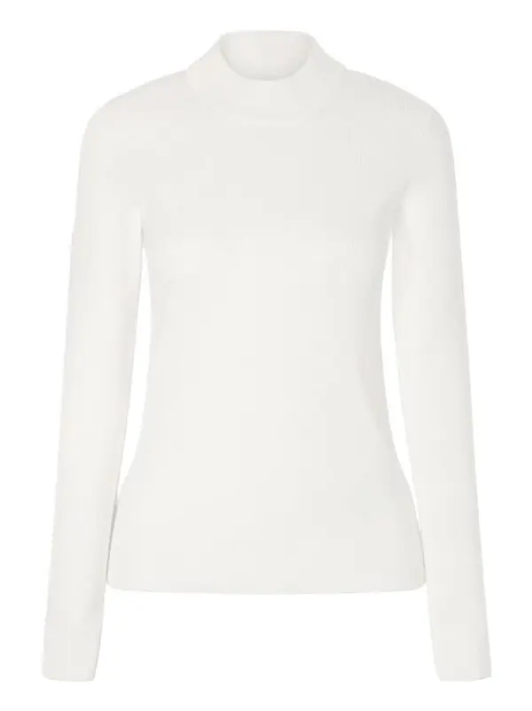 JIL SANDER Ribbed-knit Mock Neck Sweater - White