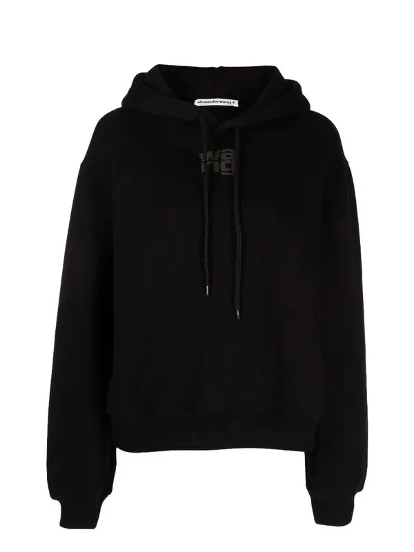 Alexander Wang Logo Printed Drawstring Hoodie - Black