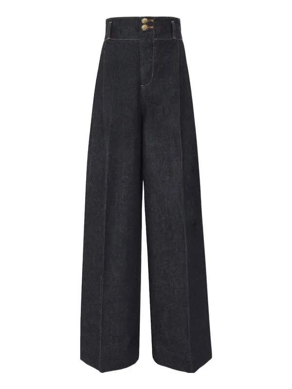 Zimmermann Hypnotic High-waist Pleated Wide Leg Jeans - Night Sky