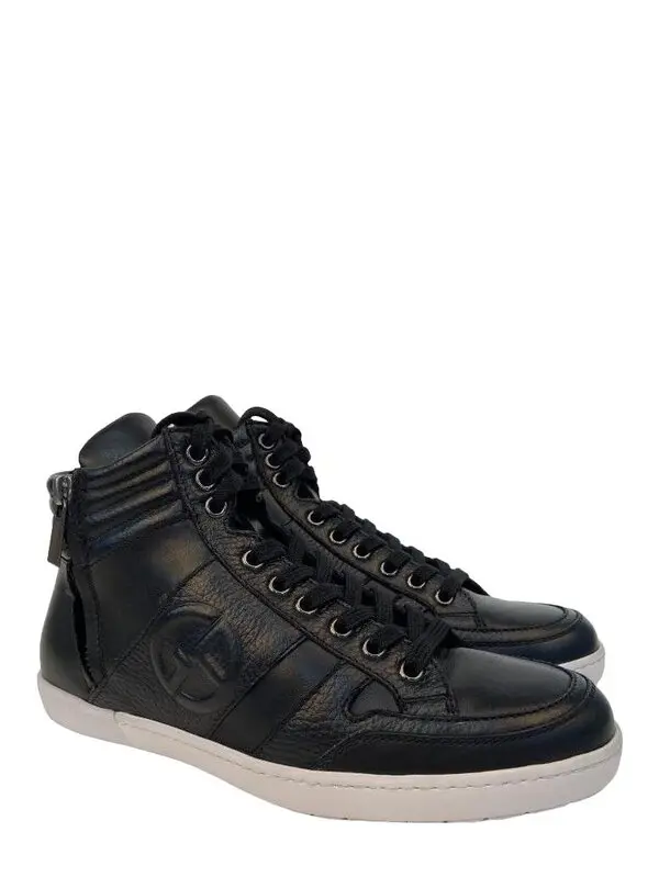 Giorgio Armani High Top Lace-up Sneakers - Black