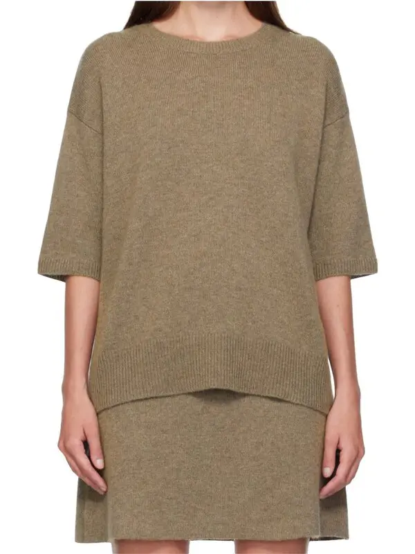 LISA YANG Short-sleeve Knitted T-shirt - Truffle
