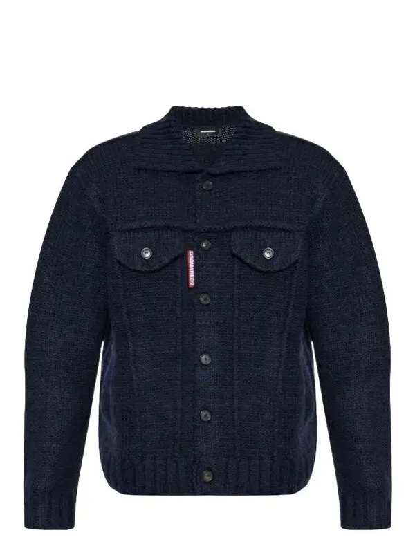 Dsquared2 Logo Detail Lapel Cardigan - Black