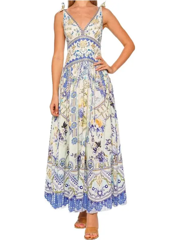 Camilla Printed Embellished Maxi Dress - Multicolor