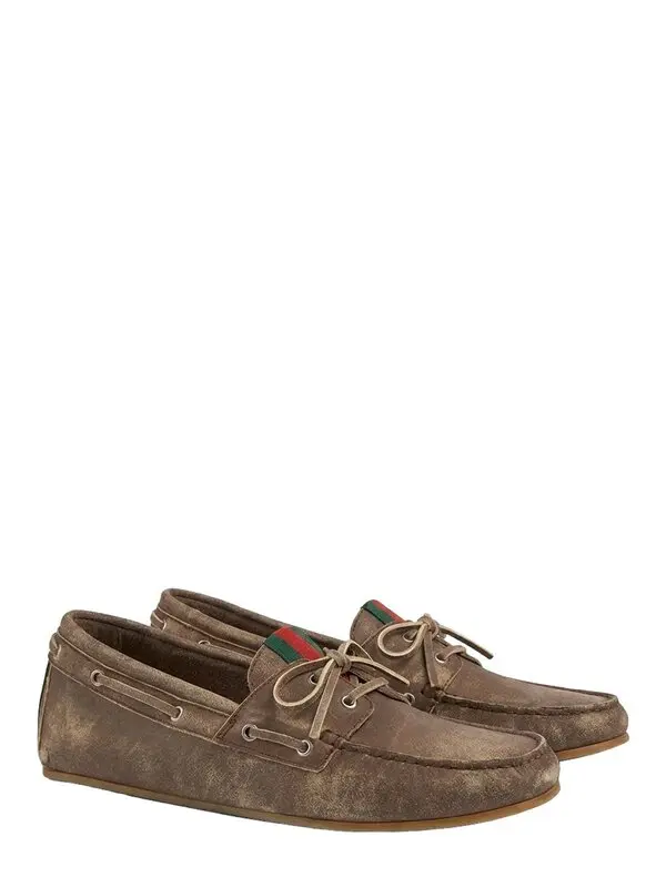 Gucci Distressed Boat Shoes - Brown