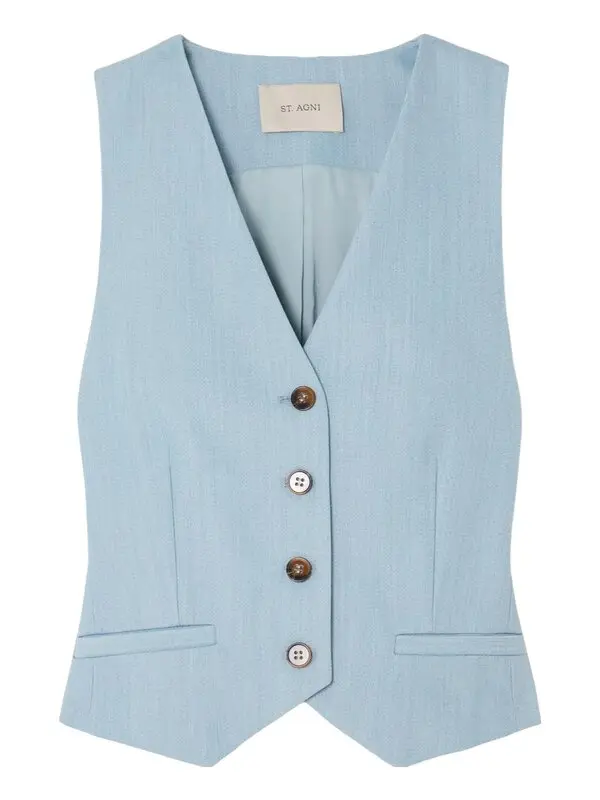 ST. AGNI Carter Recycled-twill Vest - Stone Blue