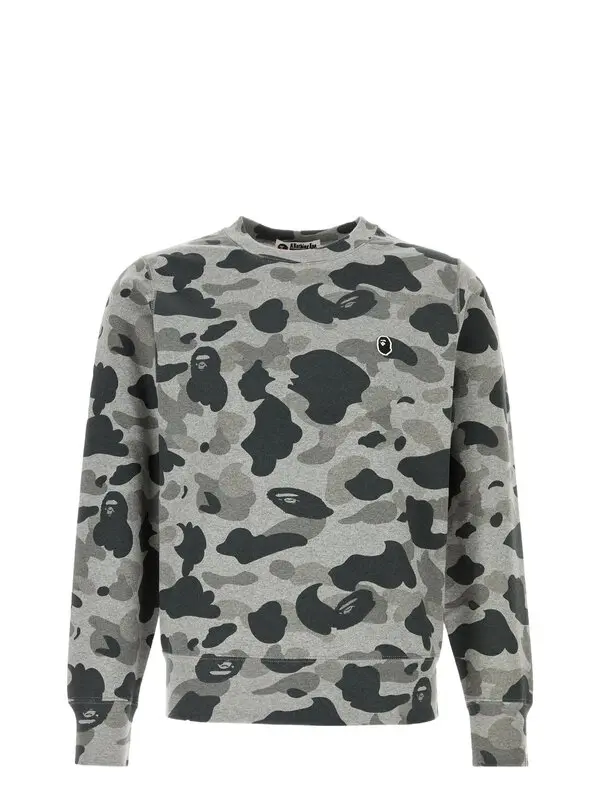 A BATHING APE Camouflage Ape Head Crewneck Sweater - Grey