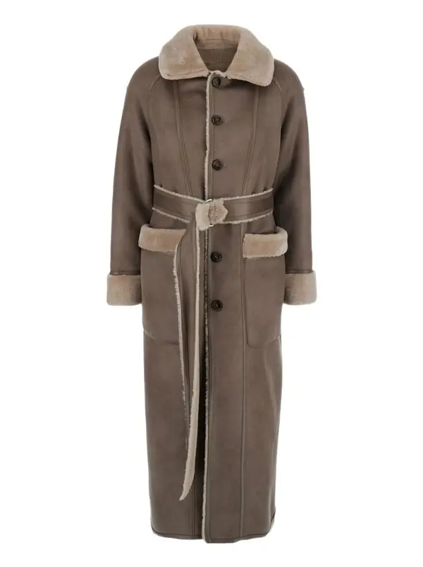 URBANCODE Reversible Faux Fur Belted Coat - Brown