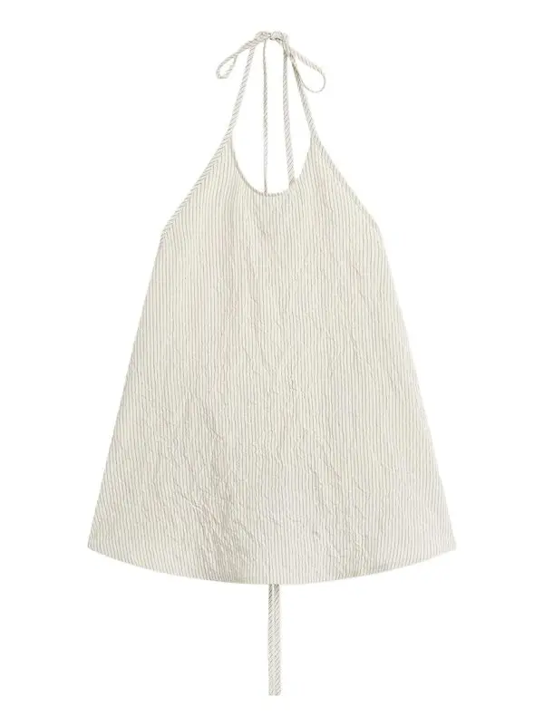 ST. AGNI Crushed Halter Neck Top With Tie Detail - White