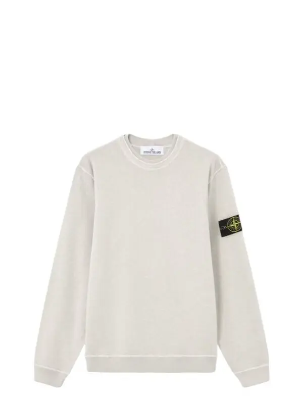 Stone Island Logo Patch Crewneck Sweatshirt - Pearl Grey