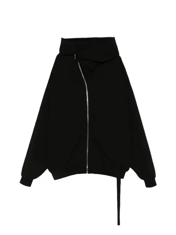 Rick Owens Long-sleeve Hoodie With Asymmetrical Placket - Black