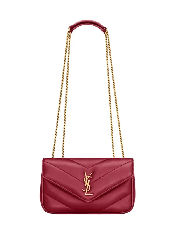 Saint Laurent Loulou Foldover Top Mini Shoulder Bag - Deep Red