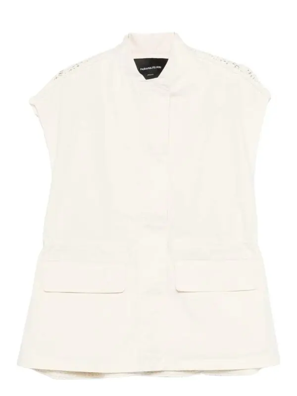 Fabiana Filippi Sleeveless Crochet Vest With Flap Pockets - White