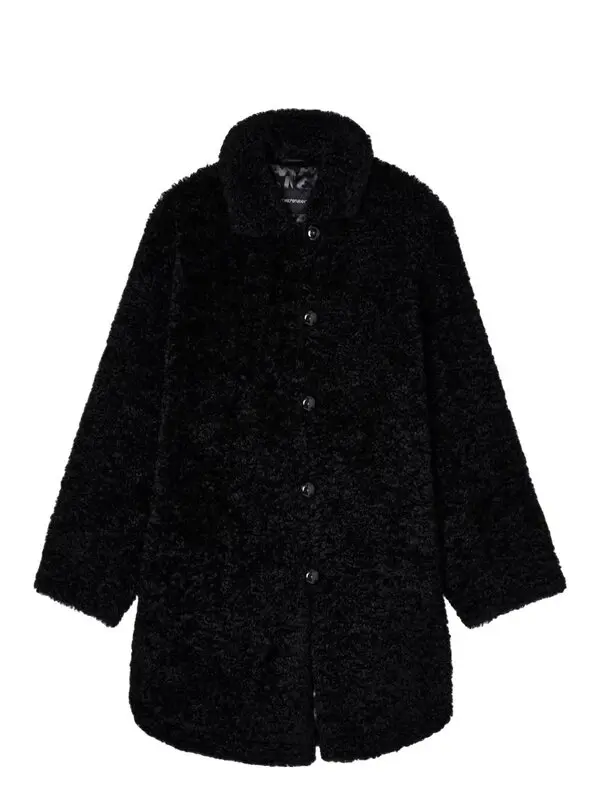 Emporio Armani Single-breasted Coat With Logo-printed Lining - Black