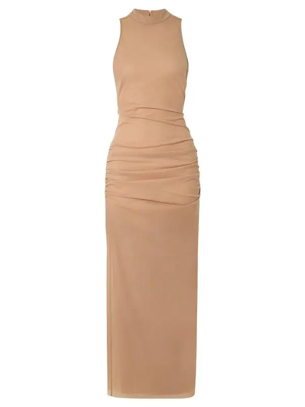 SIR. Ruby Gathered Midi Dress - Light Brown